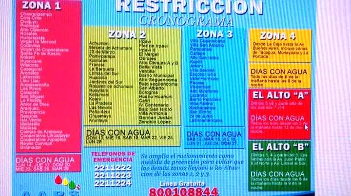 Conozca el nuevo cronograma de cortes de agua en La Paz y El Alto ... Conozca el nuevo cronograma de cortes de agua en La Paz y El Alto ...
